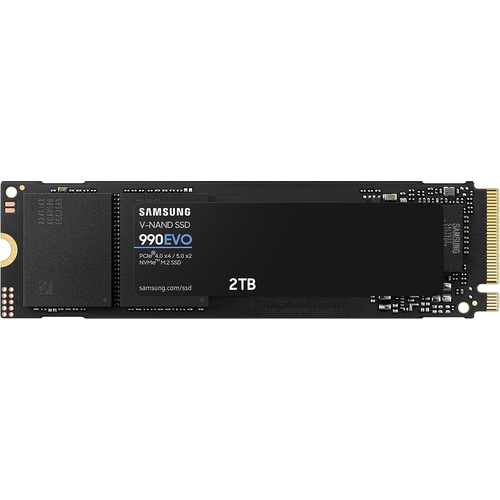Samsung MZ-V9E2T0BW M.2 NVMe 2TB SSD, 990 EVO, PCIe Gen4.0 x4 / 5.0 x2, Read up to 5,000 MB/s, Write up to 4,200 MB/s (single sided), 2280