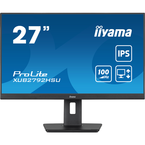 IIYAMA Monitor LED XUB2792HSU-B6 27" IPS Slim-line 1920 x 1080 @100Hz 250 cd/m² 1300:1 0.4ms HDMI DP 4x USB 3.2 HDCP height, swivel, tilt, pivot (rotation both sides) 3y