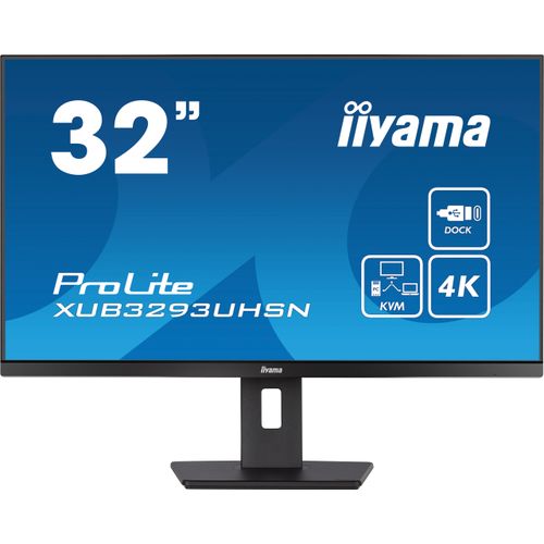 Iiyama ProLite XUB3293UHSN-B5LED monitor 32" (31.5" viewable) 3840 x 2160 4K @ 60 Hz IPS 350 cd/m² 1000:1 4 ms HDMI DisplayPort USB-C speakers matte black