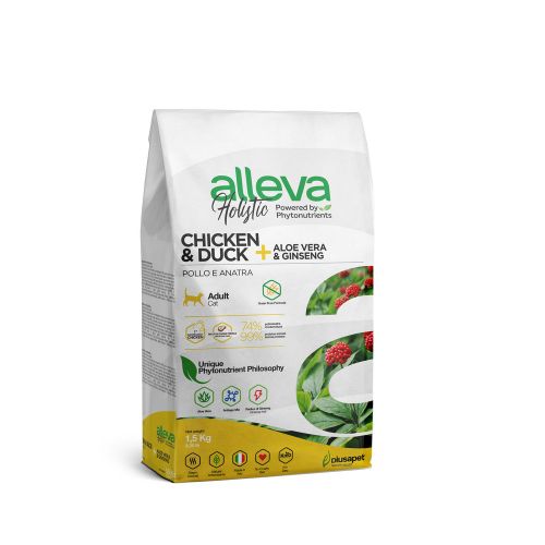 Alleva Holistic Adult Cat Chicken &amp; Duck + Aloe Vera &amp; Ginseng 1.5 kg