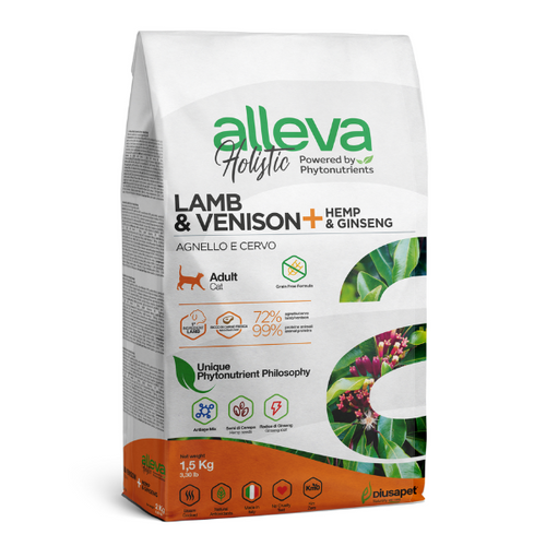 Alleva Holistic Cat Adult Lamb &amp; Venison + Hemp &amp; Ginseng 1.5 kg