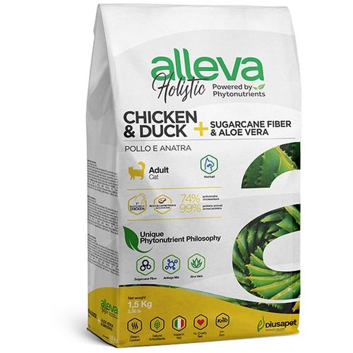 Alleva Holistic Cat Adult Chicken &amp; Duck + Sugarcane Fiber &amp; Aloe Vera Hairball 1.5 kg
