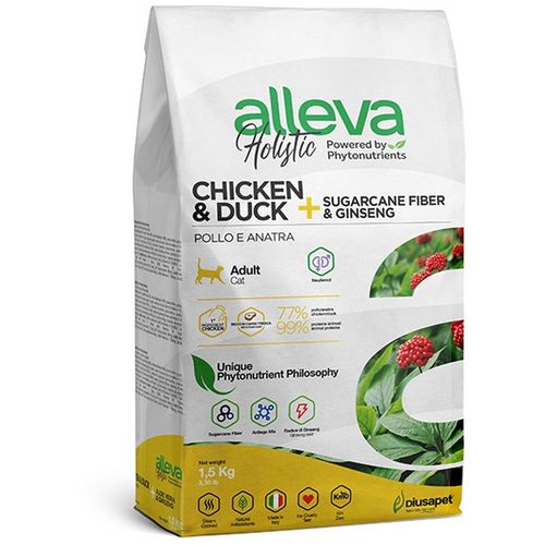 Alleva Holistic Cat Adult Chicken &amp; Duck + Sugarcane Fiber &amp; Ginseng Neutered 1.5 kg