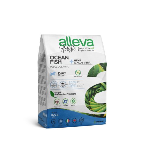 Alleva Holistic Dog Puppy Ocean Fish + Hemp &amp; Aloe Vera Medium 800 g