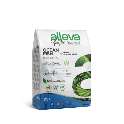 Alleva Holistic Dog Puppy Ocean Fish + Hemp &amp; Aloe Vera Mini 800 g