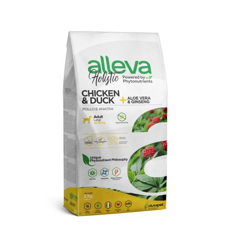 Alleva Holistic Dog Adult Chicken &amp; Duck + Aloe Vera &amp; Ginseng Maxi 2 kg