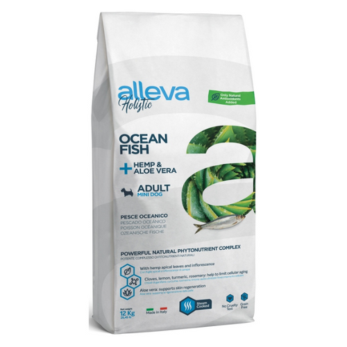 Alleva Holistic Dog Adult Ocean Fish + Hemp &amp; Aloe Vera Mini 12 kg