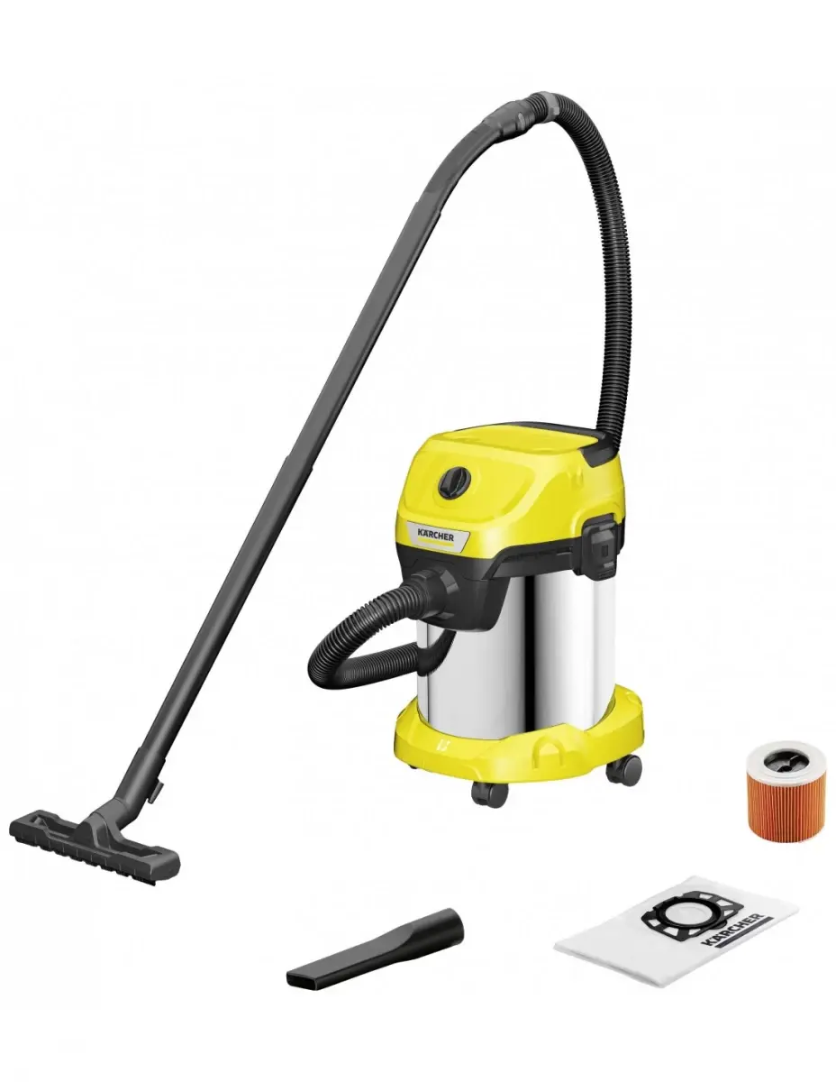 KARCHER WD 3 STAINLESS STEEL V-17/4/20 Usisivač za suvo i mokro usisavanje, Žuto-srebrni