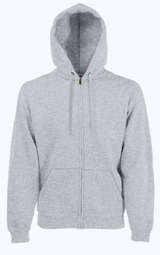 FRUIT OF THE LOOM, CLASSIC HOODED SWEAT JACKET, MUŠKI DUKS SA KAPULJAČOM I CIBZAROM,PEPELJASTO SIVA , 5XL