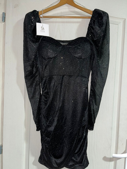 NOVA Crna haljina sa šljokicama