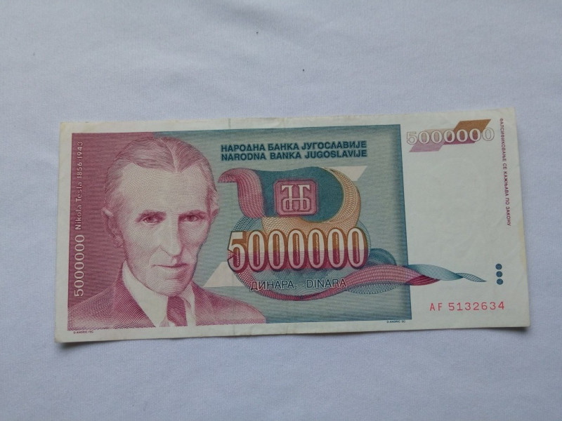 Jugoslavija 5.000.000 dinara,1993 god.AF