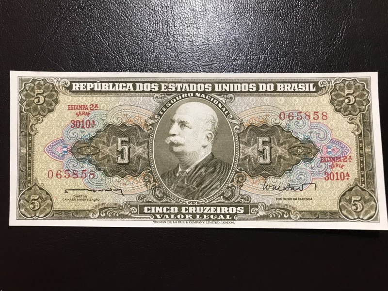 BRAZIL 5 CRUZEIROS. UNC.