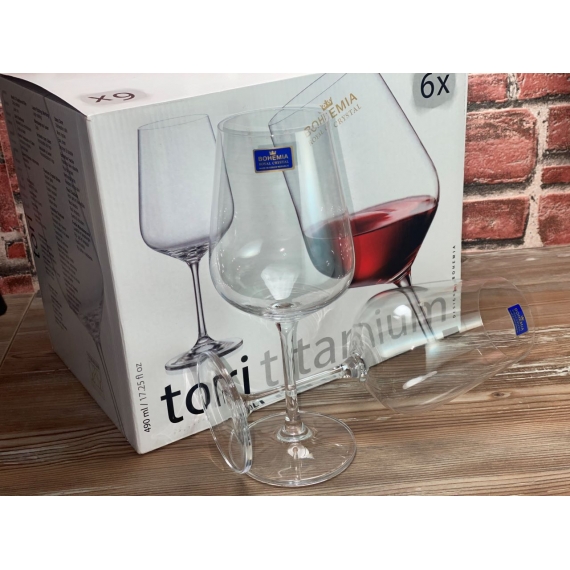 ČAŠE ZA VINO TORI 490ML TITANIUM BOHEMIA