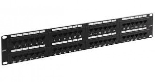 Patch panel 19''/1U sa 48RJ-45 UTP cat.6, dual Krone LSA&110 IDC