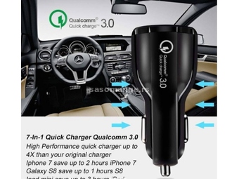 USAMS brzi auto punjač 2x USB QC 3.0 5V/6A 9V 12V QuickCharg