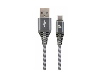 CC-USB2B-AMCM-2m-WB2 Gembird Premium cotton braided Type-C USB charging -data cable,2m, spacegrey/wh