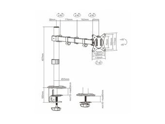 MA-D1-01 Gembird Podesivi stoni drzac za monitor jedna ruka-Produzeni, tilt, 17-32 max.9kg