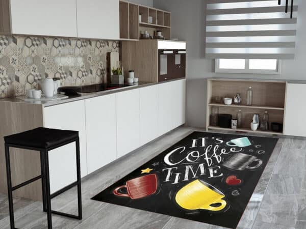 Staza za kuhinju sa gumenom podlogom 60x140cm – Coffee time IV žuti, KG-030