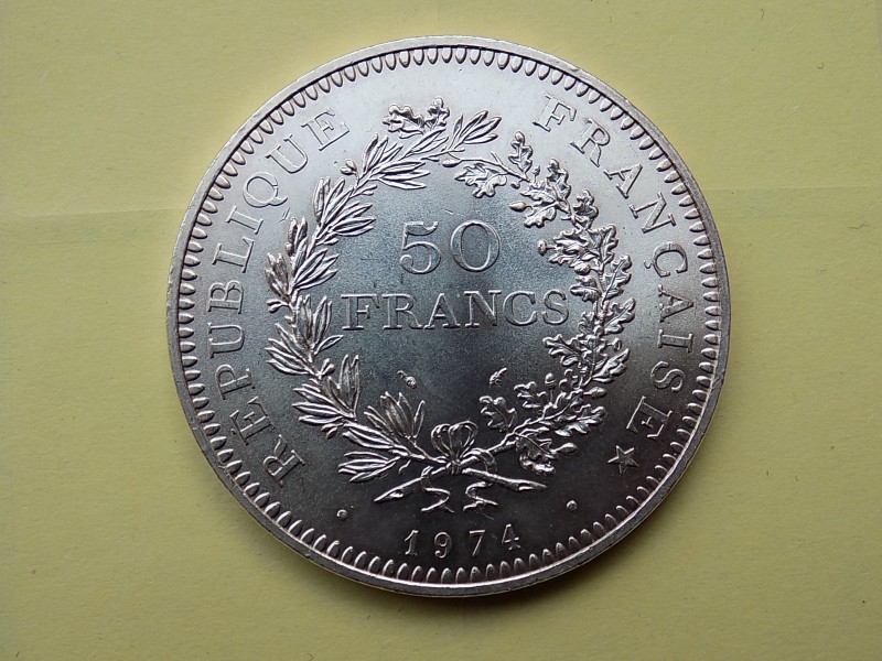 Francuska 50 Francs 1974 srebro 900/1000 UNC