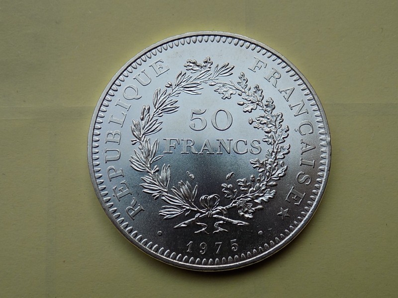 Francuska 50 Francs 1975 srebro 900/1000 UNC