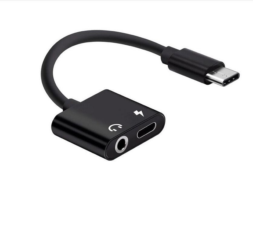 Kabl adapter USB C muški-3.5mm stereo ženski+USB C ženski
