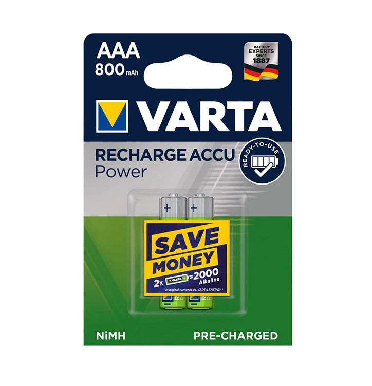 Baterija punjiva NiMh AAA 1.2V 800mAh VARTA blister 2/1