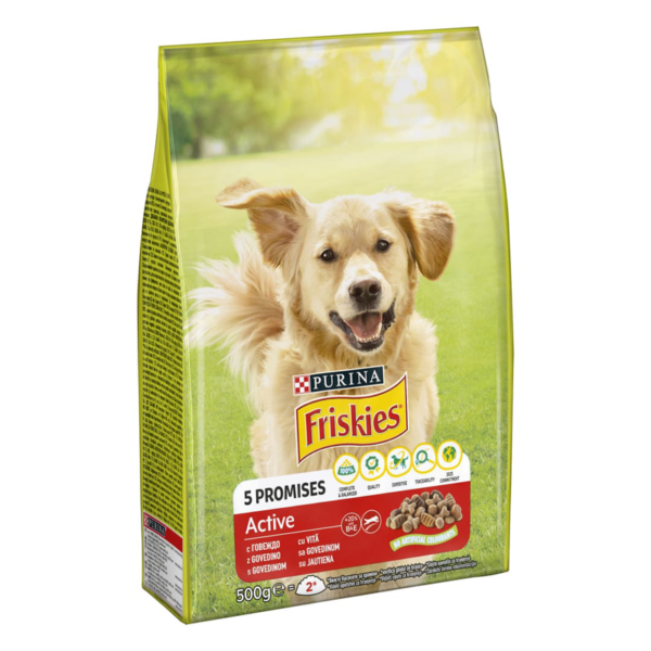 Friskies ACTIVE granule za pse sa govedinom, 500gr