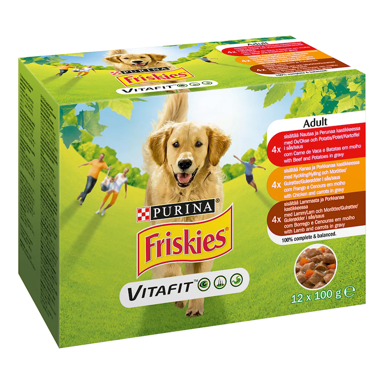 Friskies multipack za pse adult govedina, piletina i jagnjetina u sosu 12x100gr