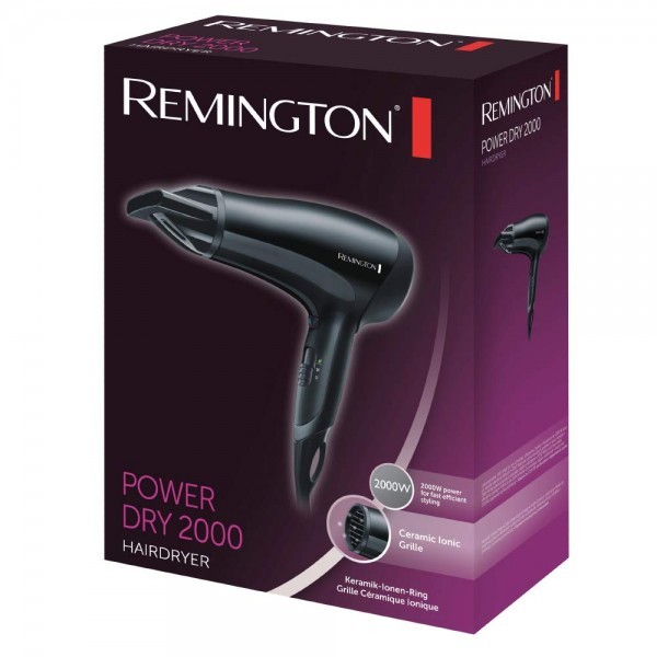 REMINGTON Fen za kosu Power Dry 2000 D3010 Standardni, Crna, dve brzine