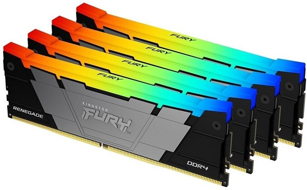 DDR4 128GB (4x32GB) 3600MHz [FURY RENEGADE RGB], Non-ECC UDIMM, CL18 1.35V, 288-Pin 2Rx8, Memory Kit