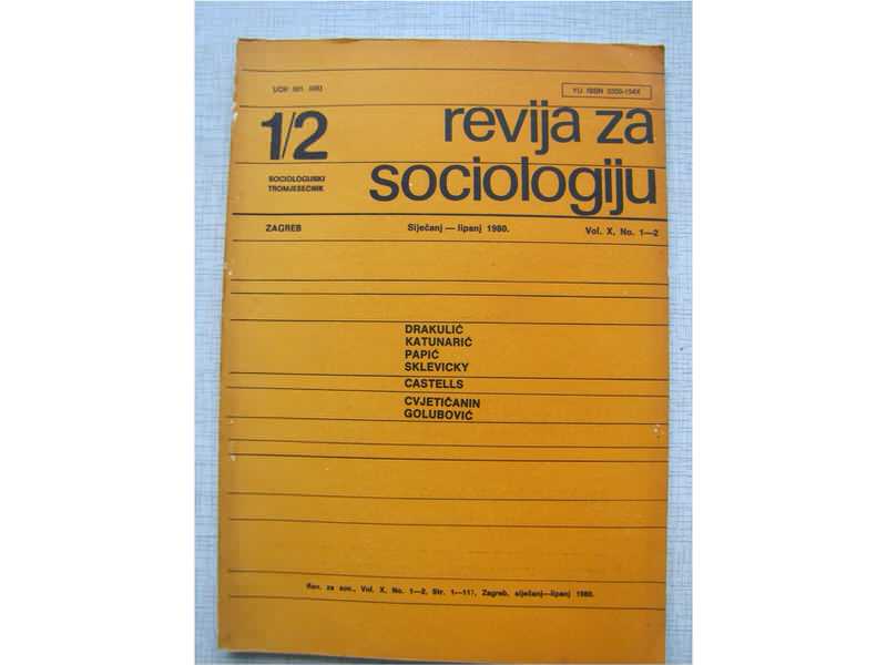 Revija za sociologiju, sijecanj-lipanj 1980, broj 1-2
