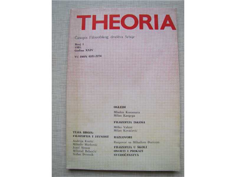 Theoria, broj 1/1981,Godina XXIV