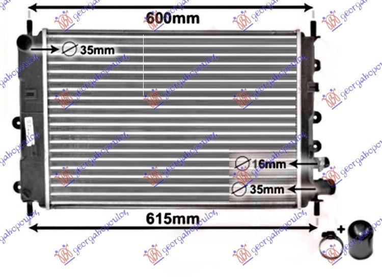 HLADNJAK MOTORA 1.4/1.6/1.8 16V 1.8D (+/-AC) (52.5x36.5)