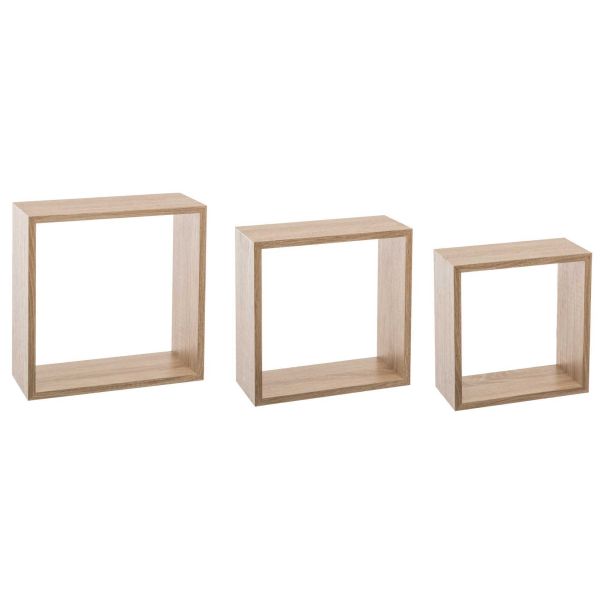 FIVE Zidna polica kocka 3 kom 24x12x24; 27x12x27; 30x12x30 cm mdf natural