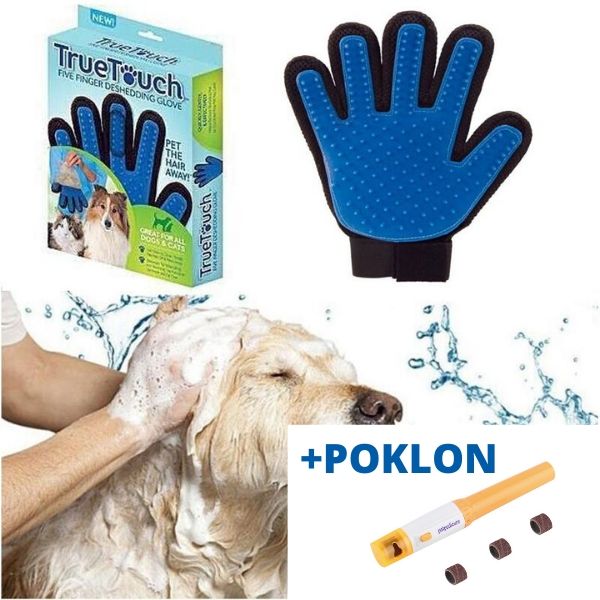 True Touch rukavica za češljanje ljubimaca + poklon pedikir set