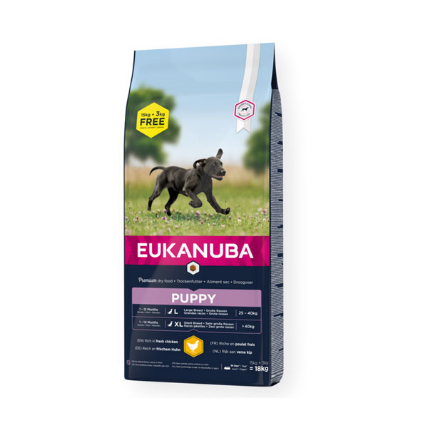 Hrana za štence velikih rasa Piletina 18kg Puppy Eukanuba EUK4005977