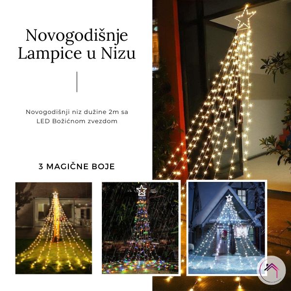 Novogodišnje lampice u nizu sa LED Božićnom zvezdom