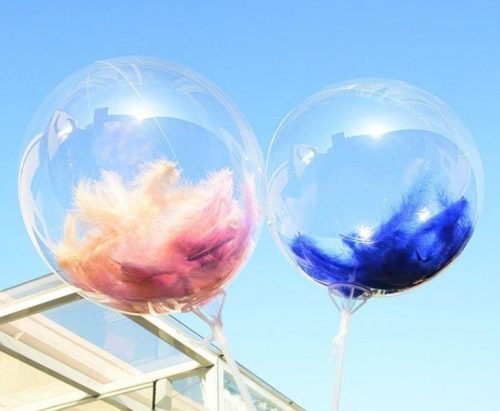 Transparentni balon sa Royal plavim perjem