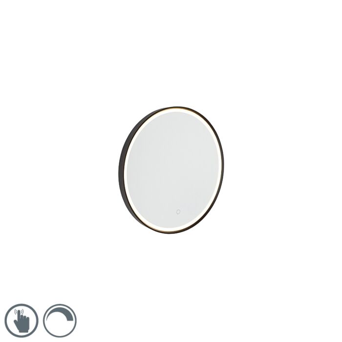 Ogledalo za kupatilo crno 50 cm uklj. LED sa zatamnjivanjem na dodir - Miral