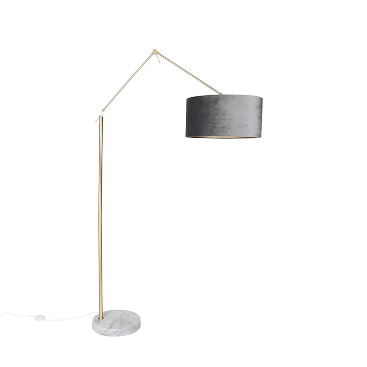 Moderna podna lampa zlatna somot siva 50 cm - Urednik