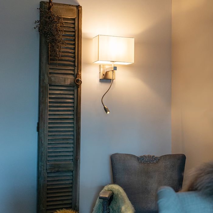 Moderna zidna lampa čelična sa belim abažurom - Bergamo