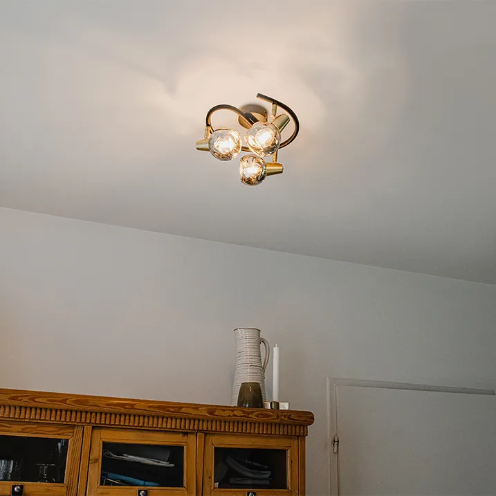 Plafonska lampa crna 44,5 cm sa dimnim staklom 3 svetla - Vidro