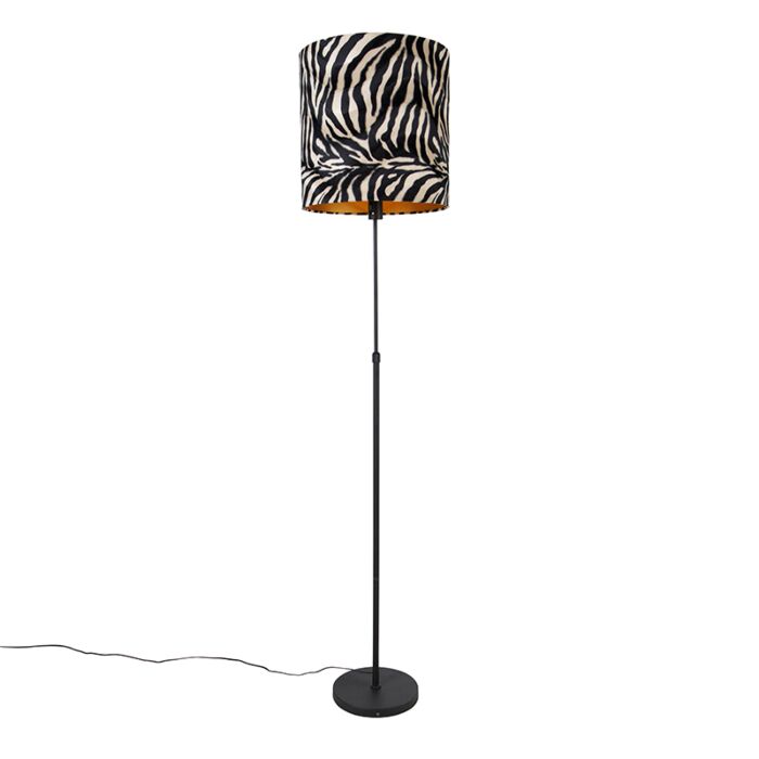 Podna lampa crna abažur zebra dizajn 40 cm podesiva - Parte
