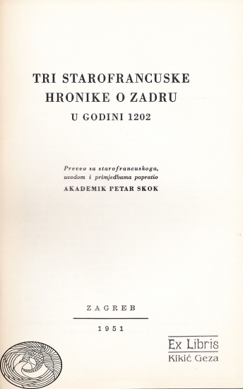 Tri starofrancuske hronike o Zadru u godini 1202
