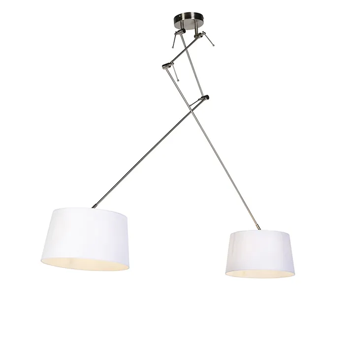 Viseća lampa sa platnenim abažurima bela 35 cm - Blitz II čelik