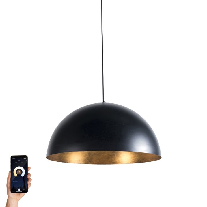 Pametna industrijska viseća lampa crna sa zlatom 50 cm uključujući Vifi G125 - Magna Eco