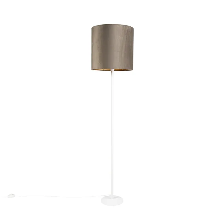 Lampa za napajanje bela sa taupe abažurom i zlatnim enterijerom 40 cm - Simplo