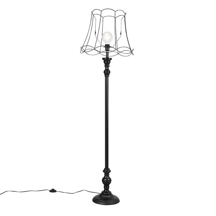 Podna lampa crna sa abažurom Granni Frame 45 cm - Classico