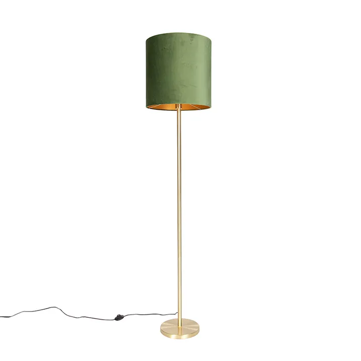 Botanička podna lampa mesing sa zelenim abažurom 40 cm - Simplo