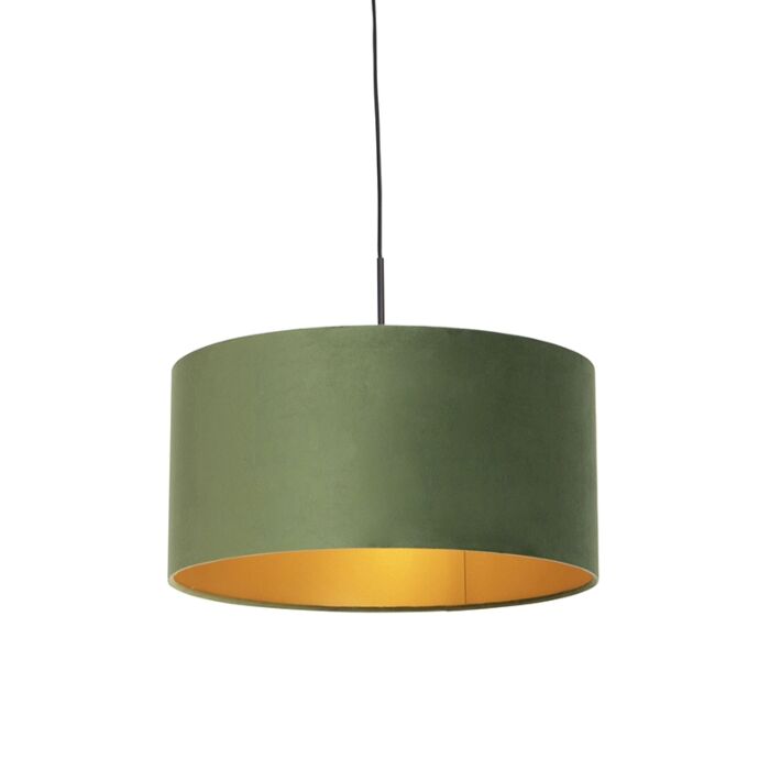 Viseća lampa sa velur abažurom zelena sa zlatnim 50 cm - Combi